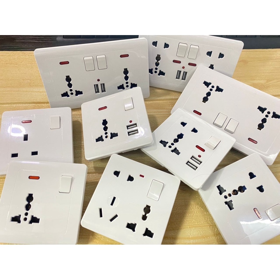 Putih 】MY 13a 3pin 5pin 8p suis soket PLUG SOCKET Switch socket USB ...
