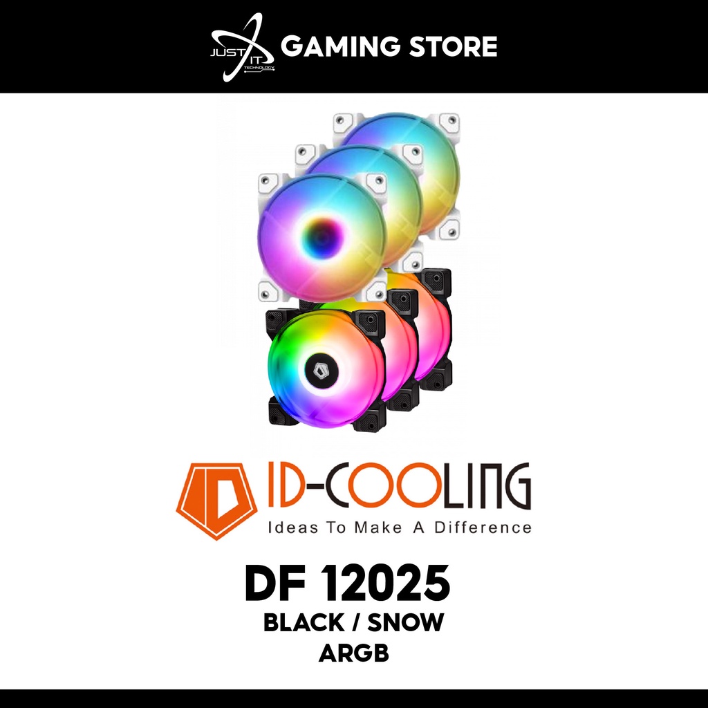 ID-Cooling DF-12025 ARGB Case Fan Trio Set ( BLACK / SNOW ) ( IDC-DF-12025-ARGB / IDC-DF-12025 ...
