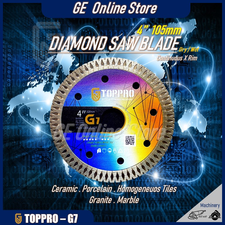 TOPPRO 4''/105mm - G7 Diamond Saw Blade - Wet & Dry | Shopee Malaysia