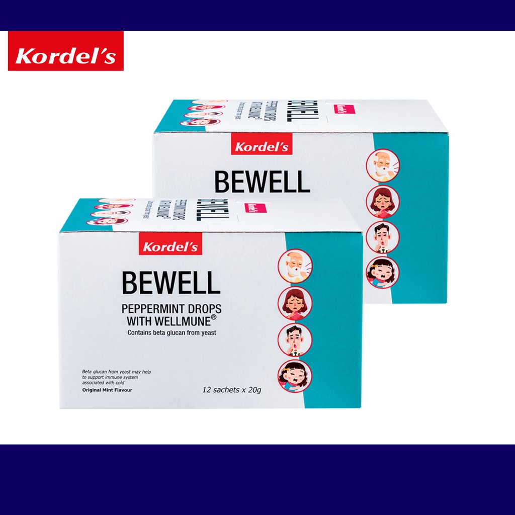 Kordel's Bewell Peppermint Drops with Wellmune PO2 (12 x 20g x 8 Drops ...