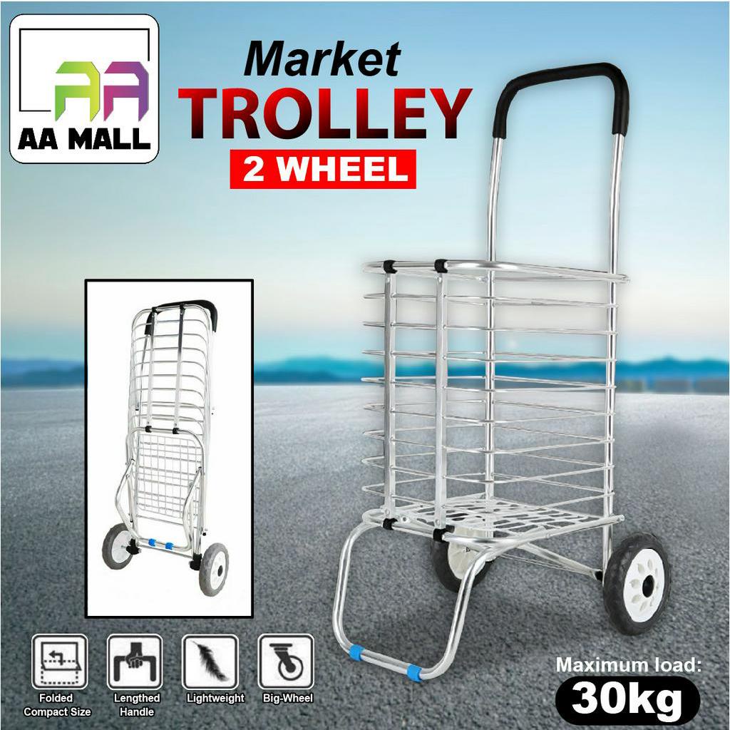 AA MALL Foldable Folding Aluminum Shopping Supermarket Trolley / Troli ...