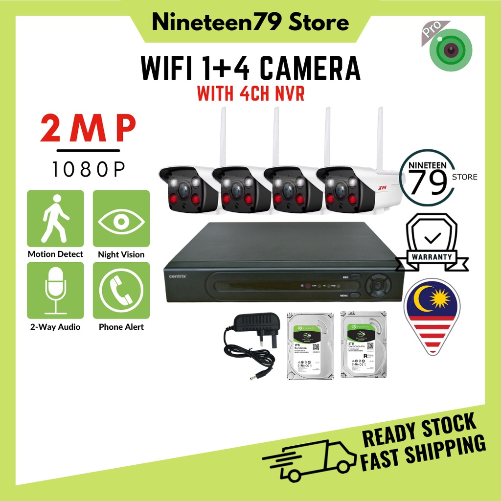 CCTV set 4Channel 1080P Night Vision ICSee Wireless CCTV camera Wifi IP ...