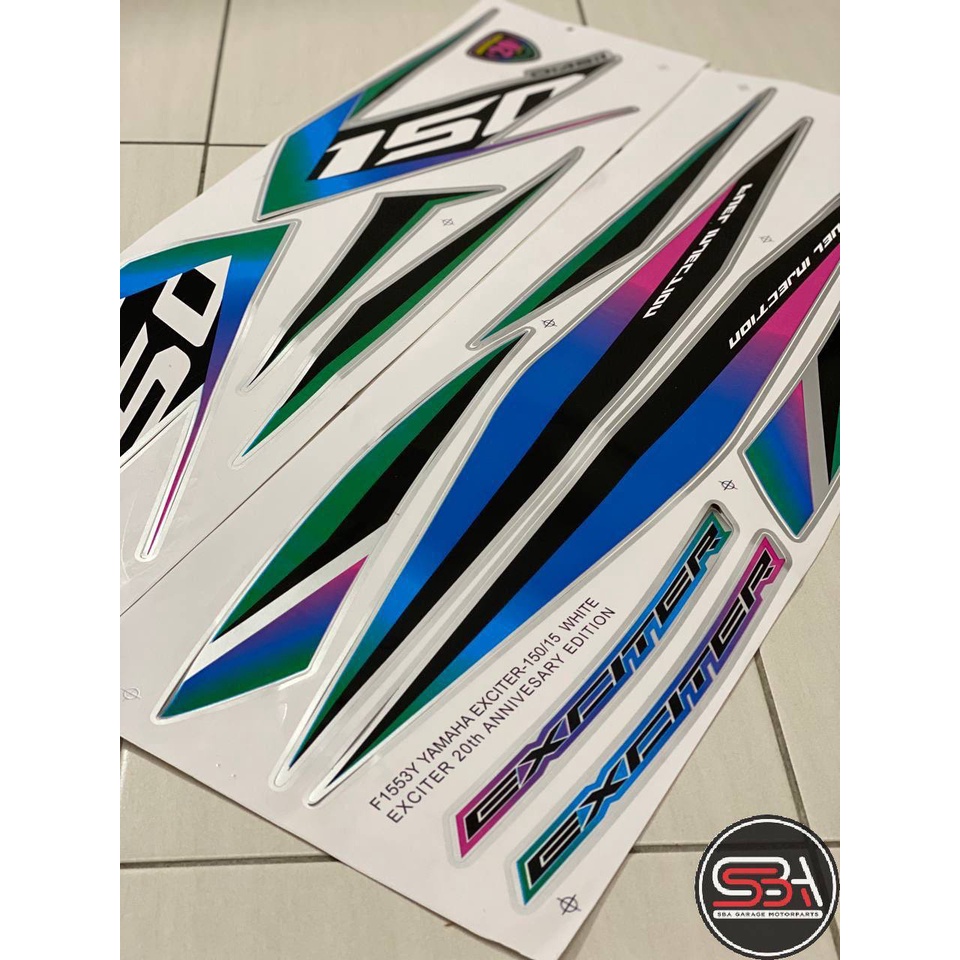 STICKER Y15 YAMAHA EXCITER Y15ZR V1 V2 WHITE ANNIVERSARY 20TH MORITAKA ...