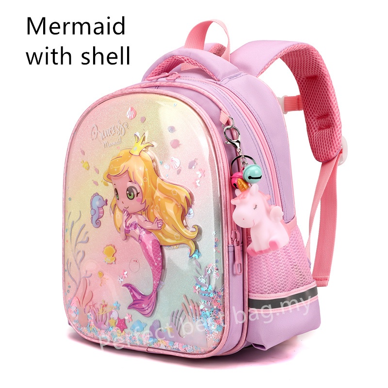 High Quality Mermaid bag beg sekolah with shell waterproof cute mermaid ...