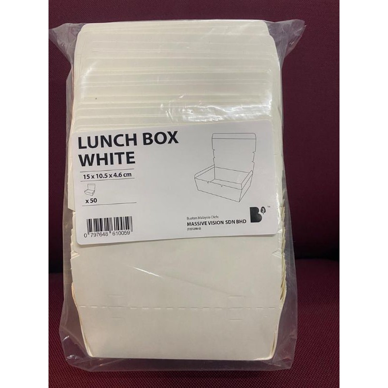 (+-50pcs) Paper Lunch BOX Size M (White) | Shopee Malaysia