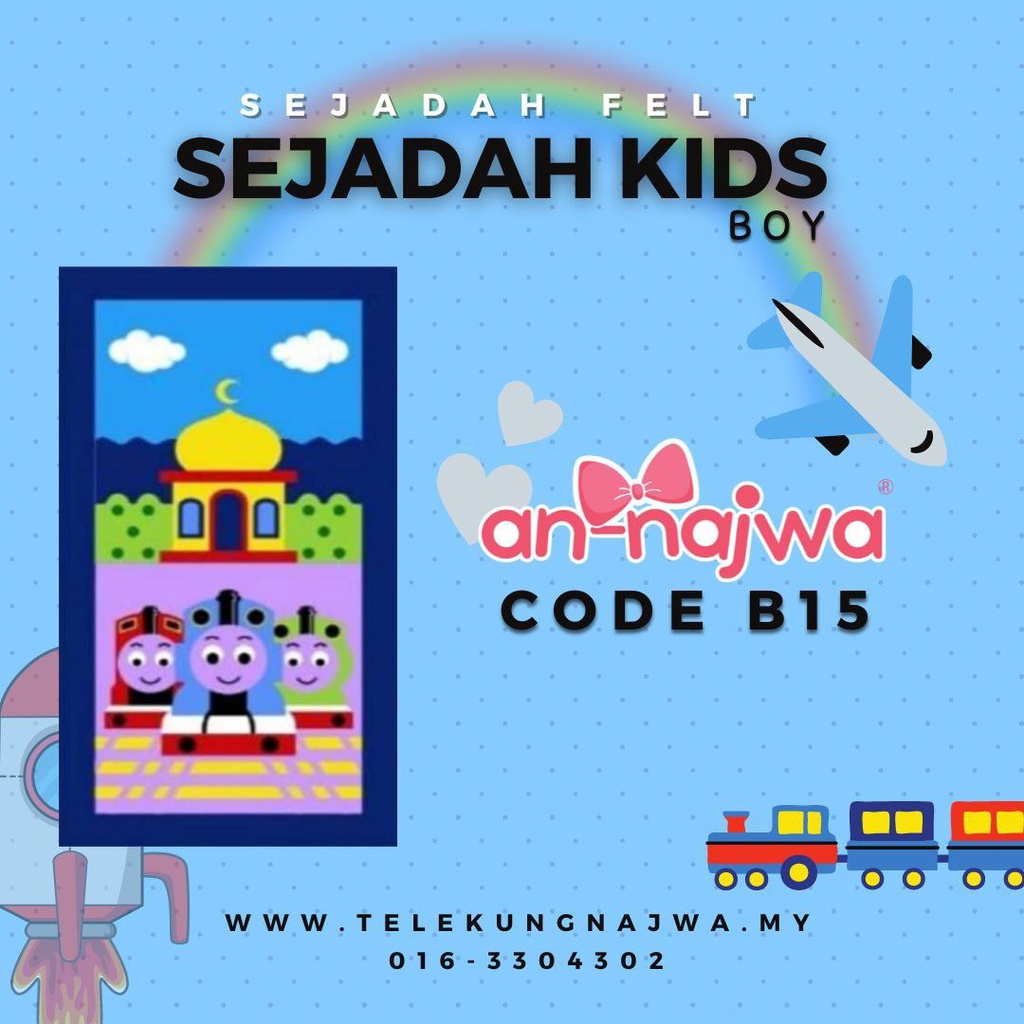 Yuna Valet Sejadah Budak Warna Warni Corak Cartoon Kain Felt Lembut ...