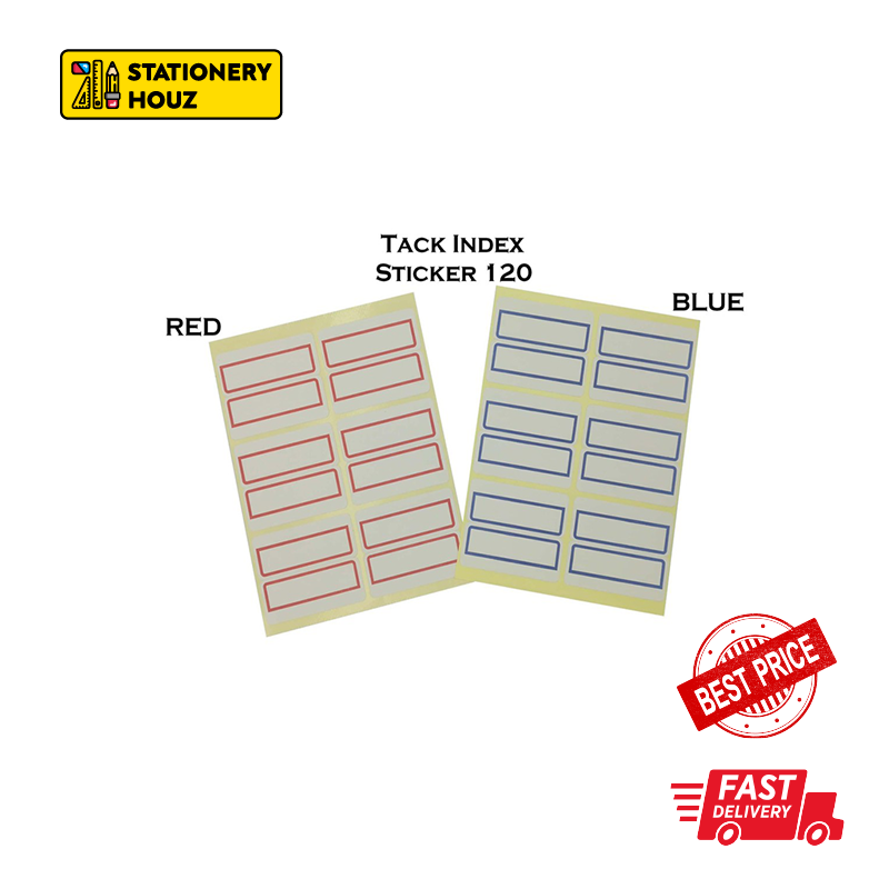 Stationery Houz Tack Index Sticker/ Red & Blue/ Powerline 120, 180, 240 ...