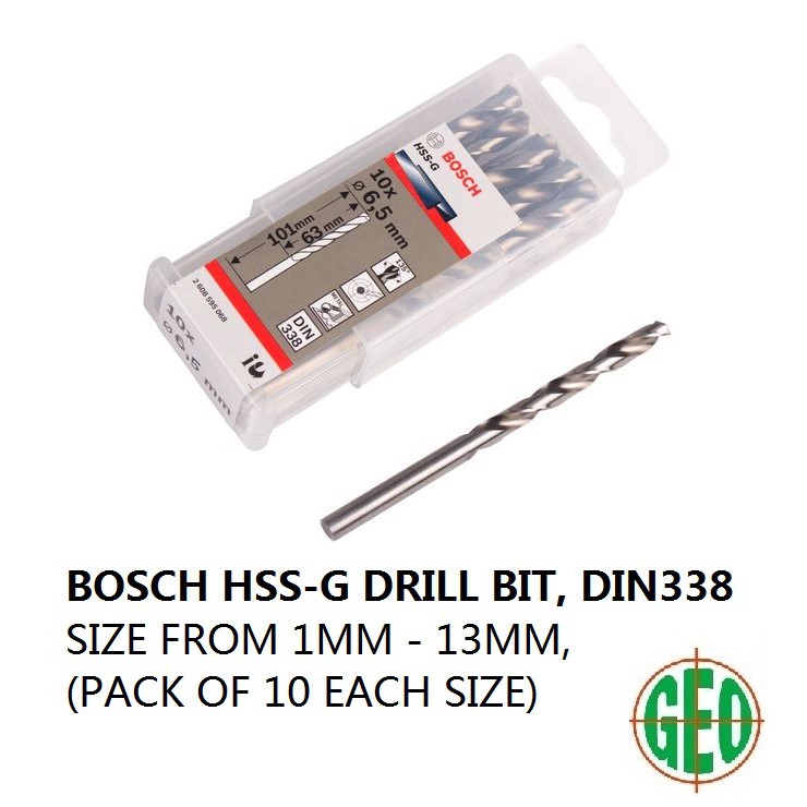 BOSCH METAL DRILL BIT HSS-G, DIN 388 (PACK OF 10) SIZE FROM 1.0MM - 7.5MM | Shopee Malaysia