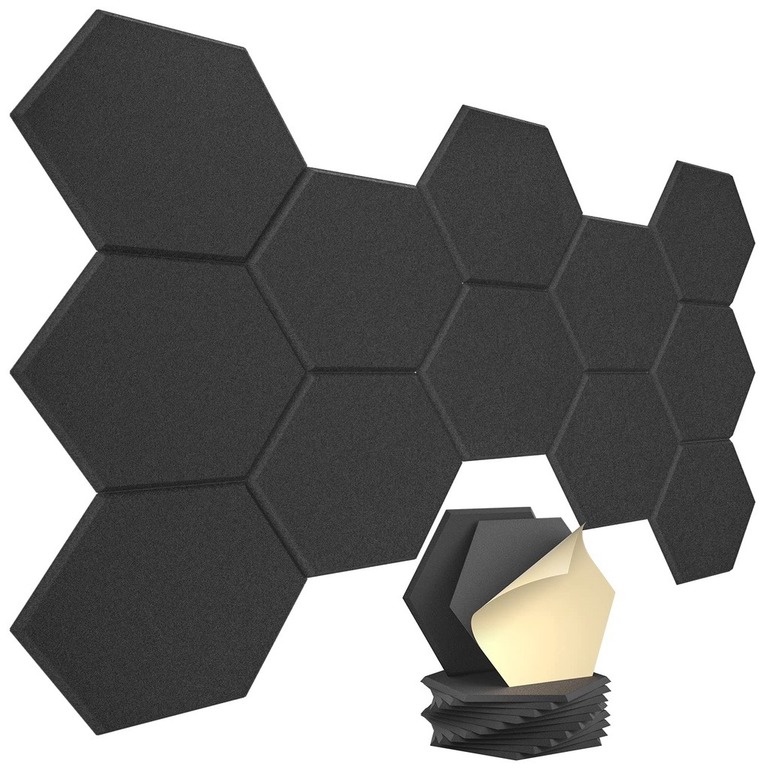 Hexagon Acoustic Panels Self-adhesive Sound Proof Foam 30x26x0.9cm ...