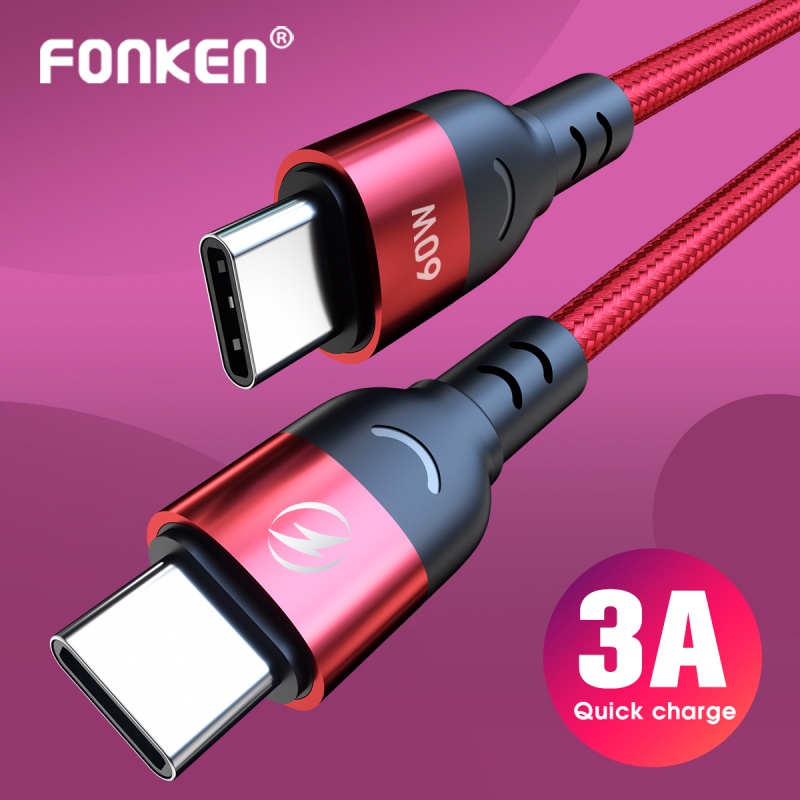 FONKEN 60W/100W PD Type-C Fast Charging Cable Charge Double Head Type-C ...