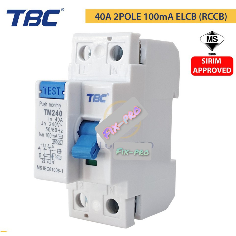 TBC 40A 2Pole 100mA ELCB/RCCB (SIRIM APPROVE) | Shopee Malaysia
