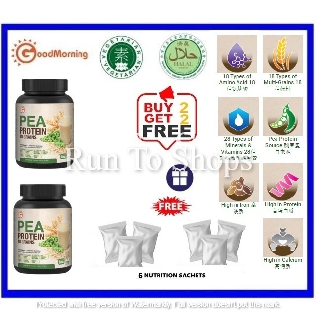 Good Morning Pea Protein 1kg 18 Grains Plant-Based Complete Nutrition ...