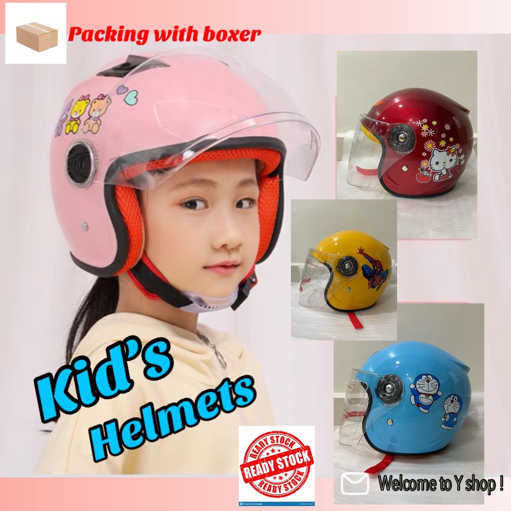 [New Arrival] Helmet Motorcycle for Big Kid Half Face Plain Colour Topi ...