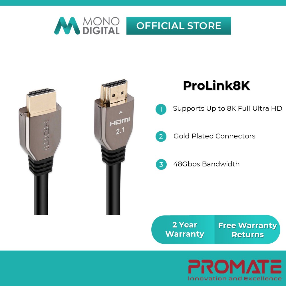 Promate ProLink8K-300 8K HDMI 3M Cable with HDMI 2.1 Full Ultra HD ...