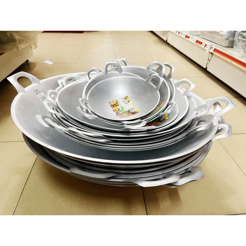 Double Handle Aluminium Wok 8”~24” / Kuali Aluminium Dua Tangkai ...