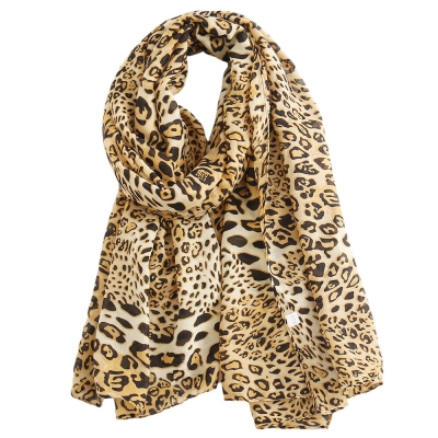 Stylish Leopard Print Shawl Long Scarf Breathable for Women (LIGHT ...