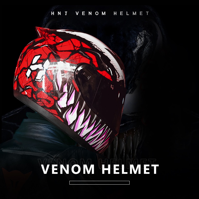 🛒HNJ Ready Stock Motorcycle Helmet Venom Full Face Single Visor Sunburn ...