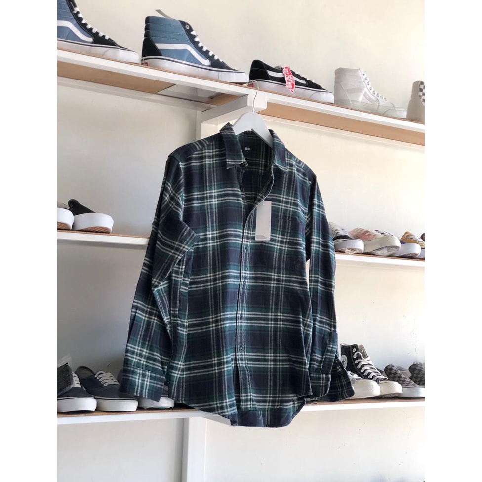 Plaid Flannel Shirt - Uniqlo Box (55 Green) | Shopee Malaysia