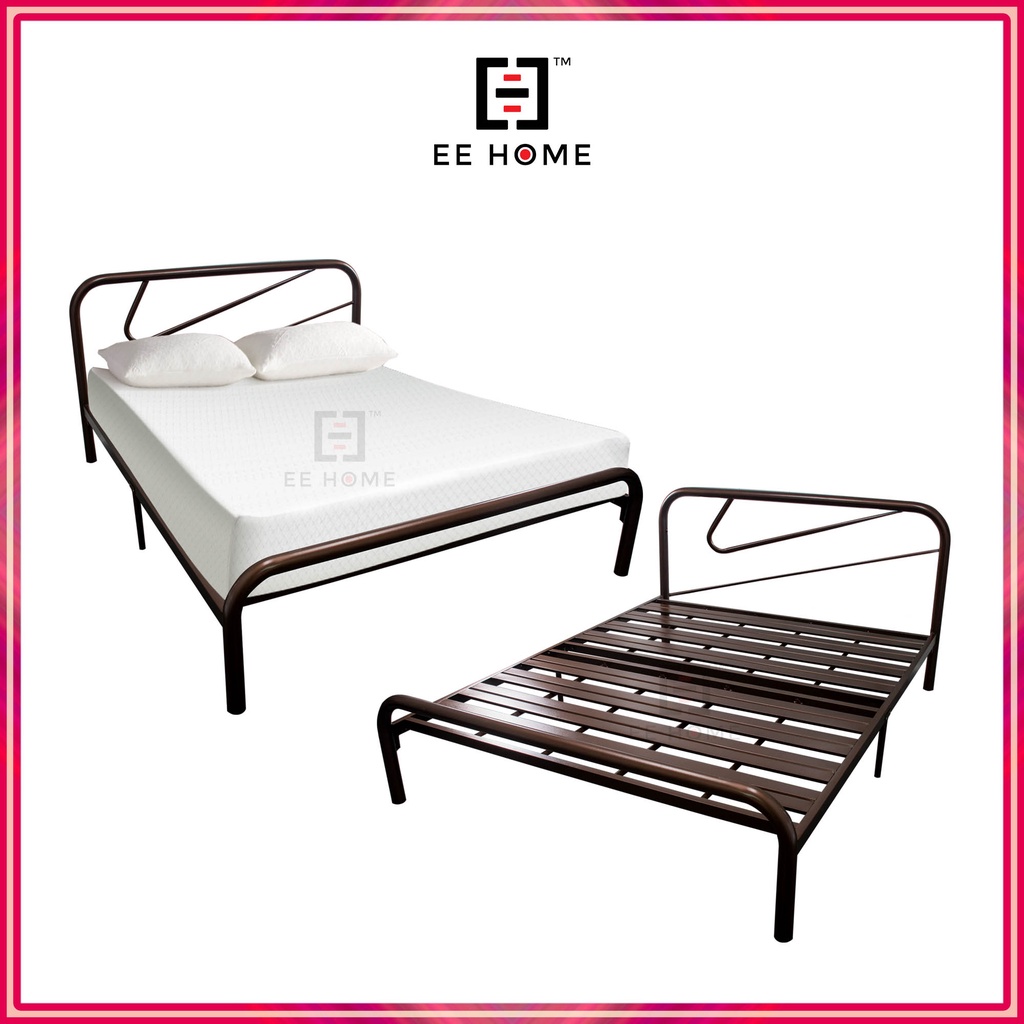 EE HOME 3V Powder Coat Metal Double Bed Frame Katil Queen Besi Queen ...