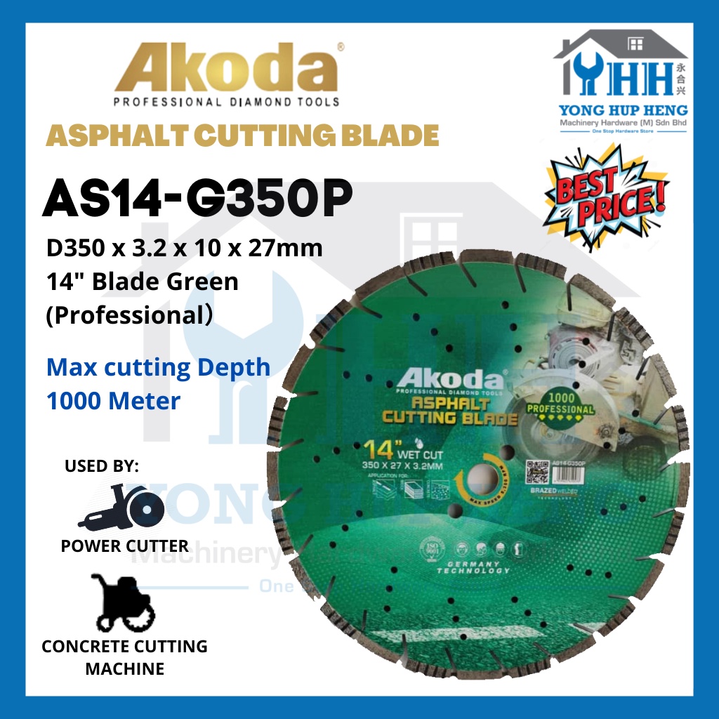 14" AKODA Asphalt Road Cutting Blade Green (Professional)- AS14-G350P ...