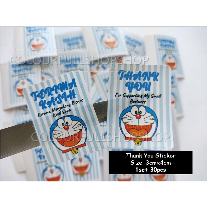 30pcs Doraemon Thank You Packaging Seal Sticker / Pelekat Terima Kasih ...