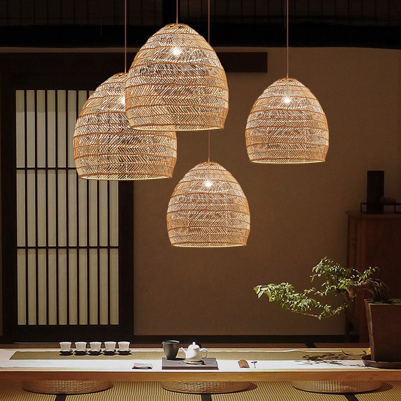 Rattan Chandelier Ceiling Light Bamboo Pendant Light Kitchen Rattan ...