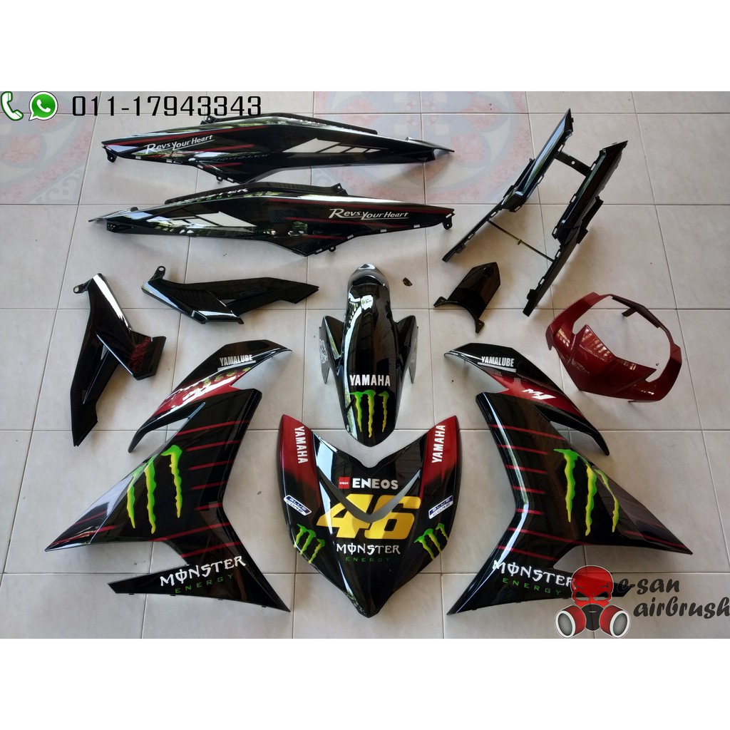 Coverset Y15zr Airbrush Monster 2019 versi merah + FREE BUBBLE WRAP ...