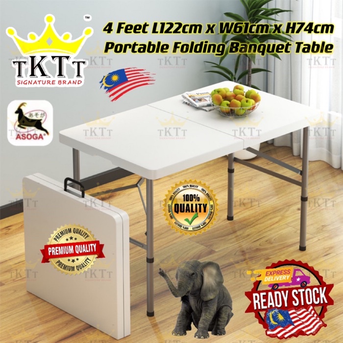 TKTT ™️ 2x4 Feet Foldable Banquet Table Portable Briefcase Exhibition ...