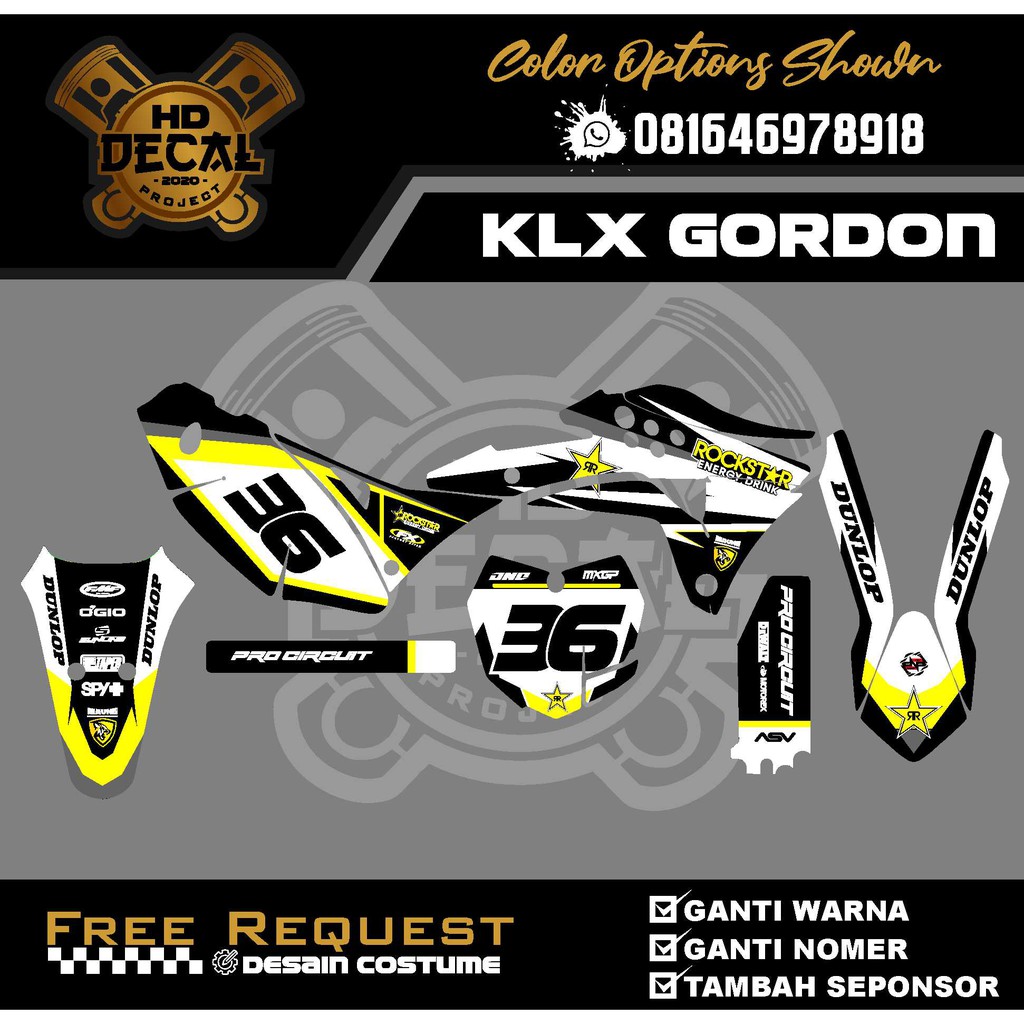 Klx Gordon Decal Klx Bf / Dtracker / Klx150 / Gordon Full Body Custom ...
