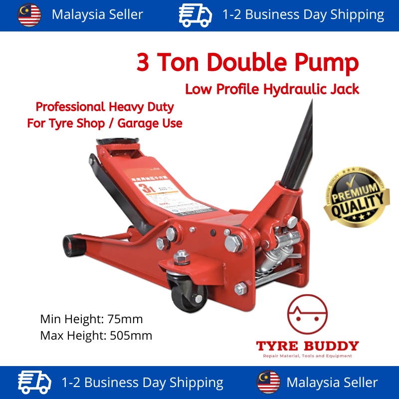 Professional Heavy Duty 3 Ton Floor jack Ultra Low Profile Rapid Dual ...