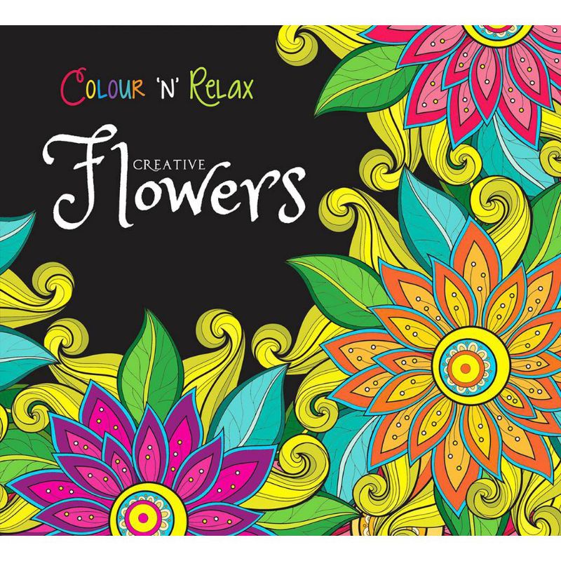 Colour N Relax Creative Flower adult colouring book art buku mewarna ...