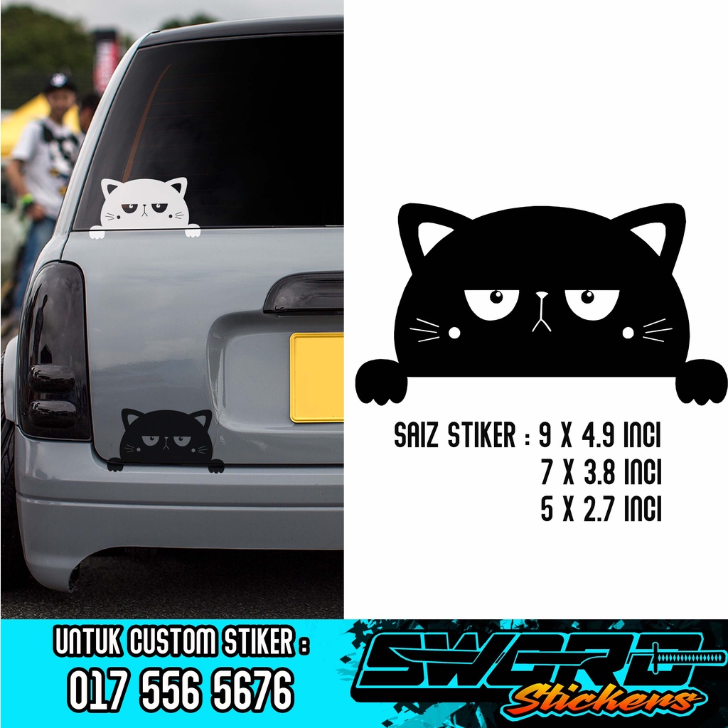 STIKER KUCING GEMUK / CAT STICKER / KUCING COMEL / STIKER KERETA ...