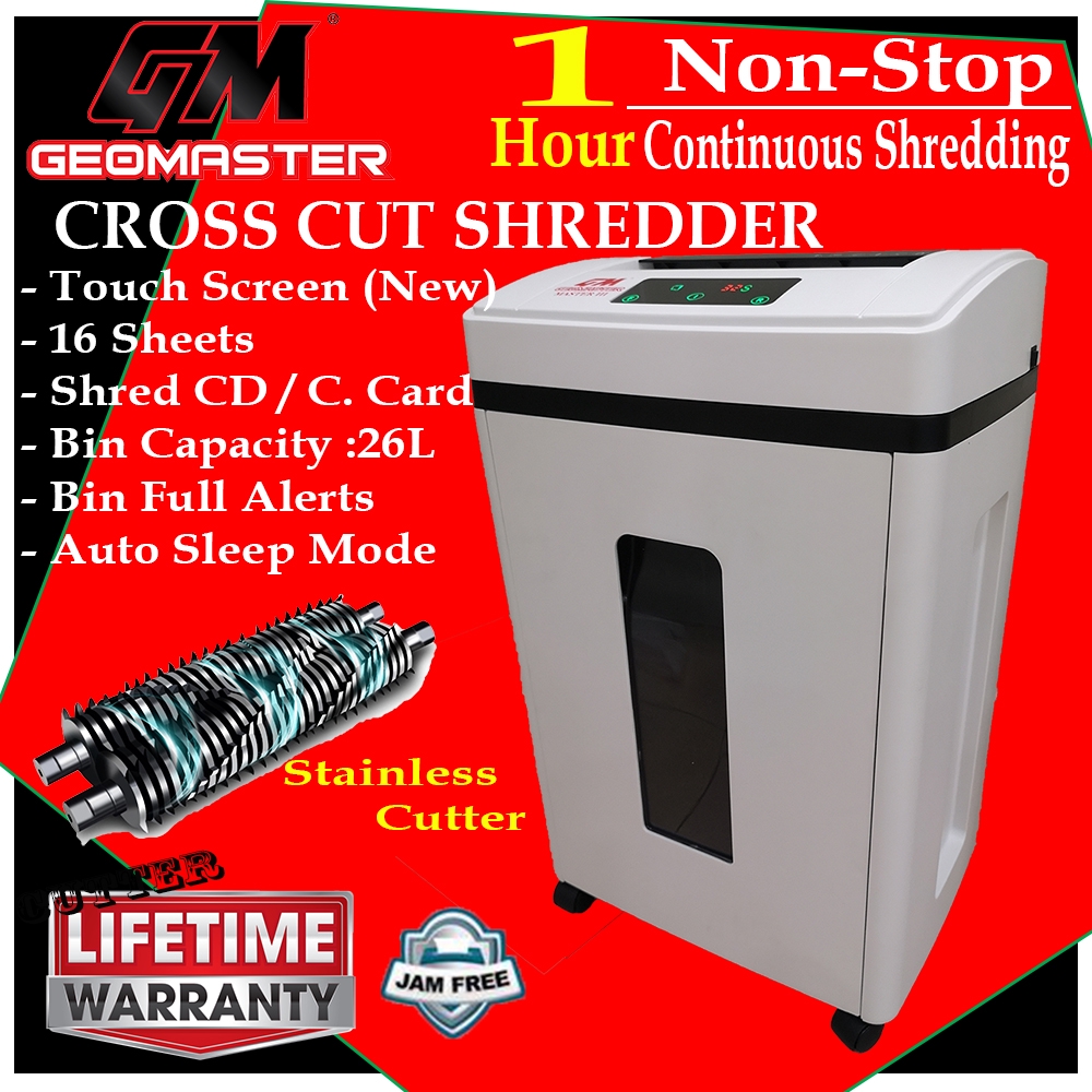 GM Optimus Master III Cross Cut Paper Shredder - With Stainless Cutter ...