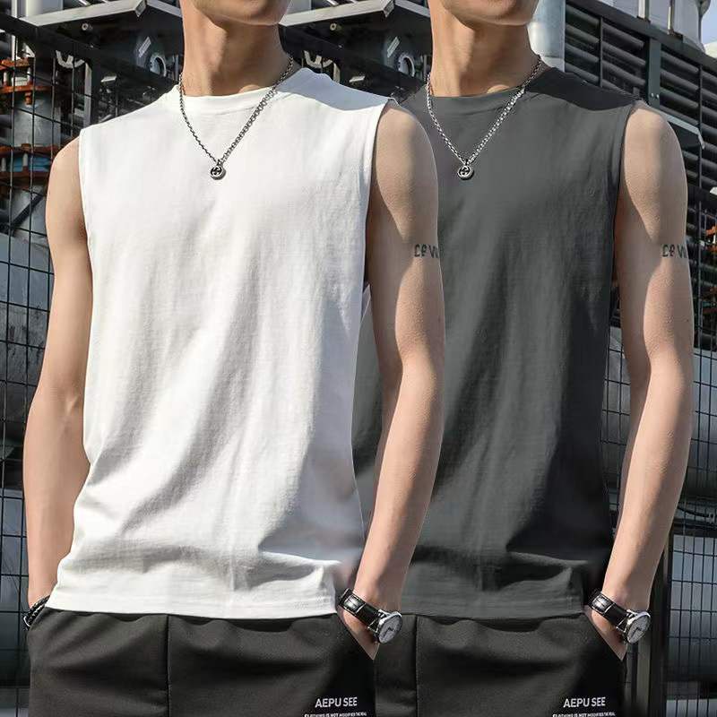 Men Vest Microfiber Plain Tank Top Singlet Sport Casual Men Sleeveless ...