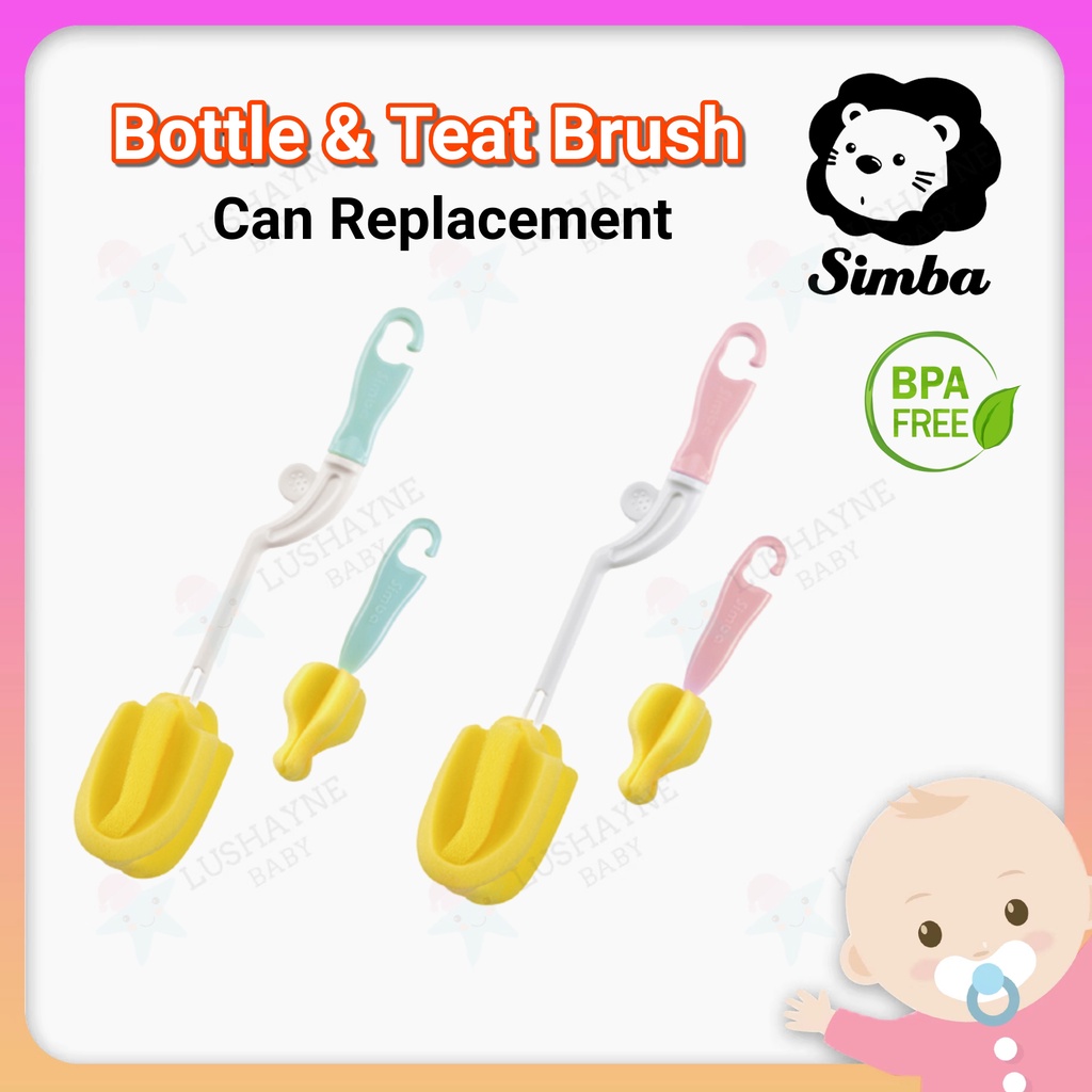 SIMBA Rotary Bottle Sponge Brush Set Teat Brush Berus Cuci Botol Baby ...
