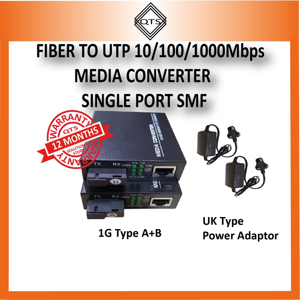 Fiber Media Converter Single Fiber UTP 10/100 Base Tx 100Base Fx Single Mode Fiber SMF A/B 20km ...