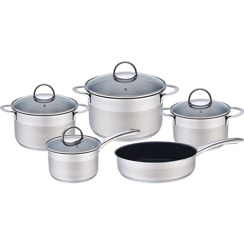 Bauer Polite Plus 5 stainless steel pot set Piece glass lid - Genuine ...