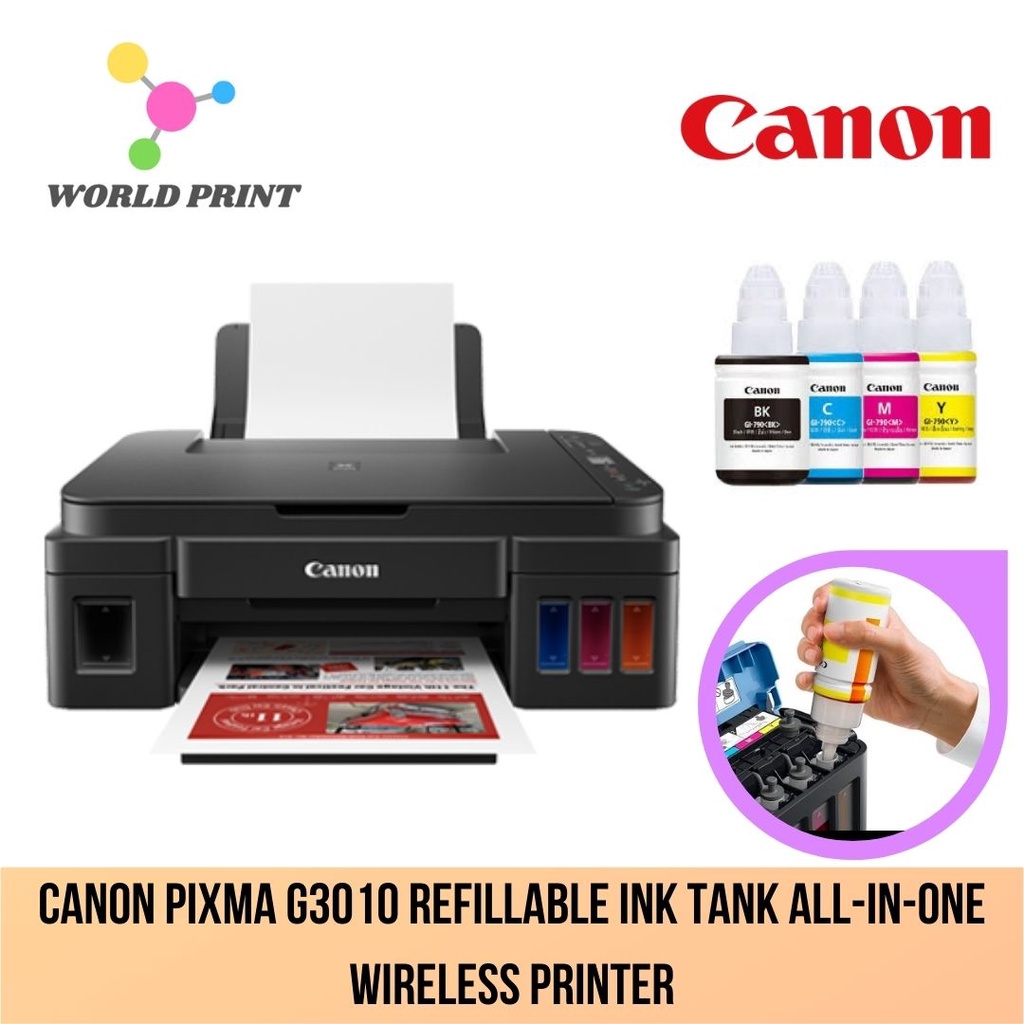 (INCLUDE FULL SET ORI INK) CANON PIXMA G3010 Refillable Ink Tank All-In ...