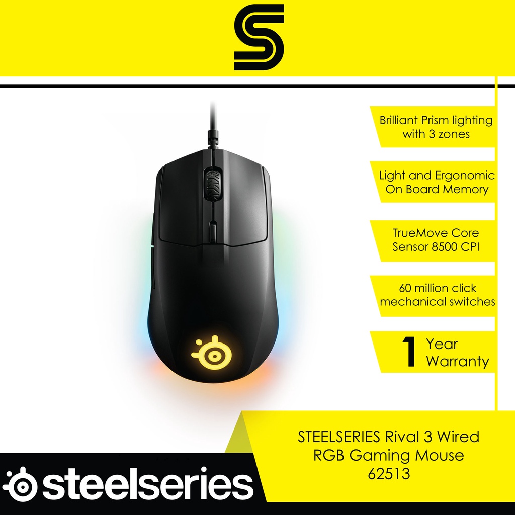 STEELSERIES Rival 3 RGB Gaming Mouse - 62513 | Shopee Malaysia