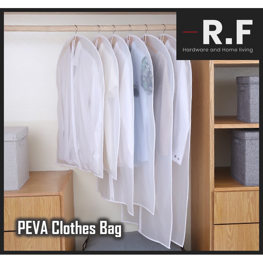 PEVA Clothes Bag Rak Baju Wardrobe Organizer Cover Baju Transparent ...