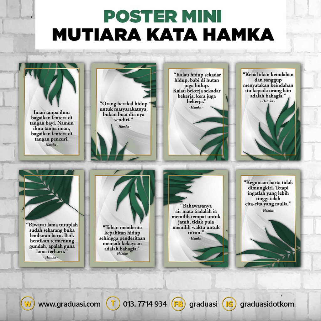 MUTIARA KATA HAMKA, 8 pcs ( Poster Kata-Kata Buya Hamka), Keceriaan ...
