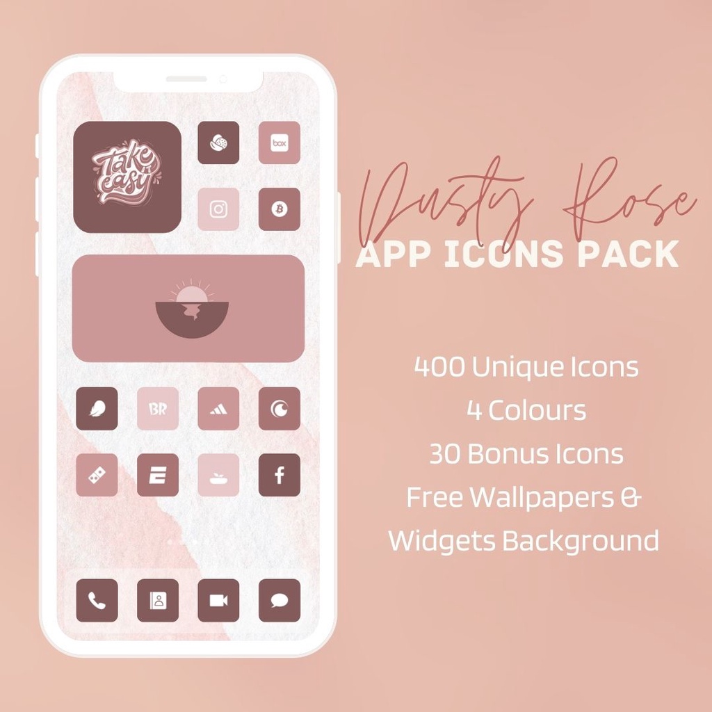 Aesthetic Dusty Rose Icons | 400+ ⓘOS Icons Pack | ⓘPhone ⓘPad Themes ...