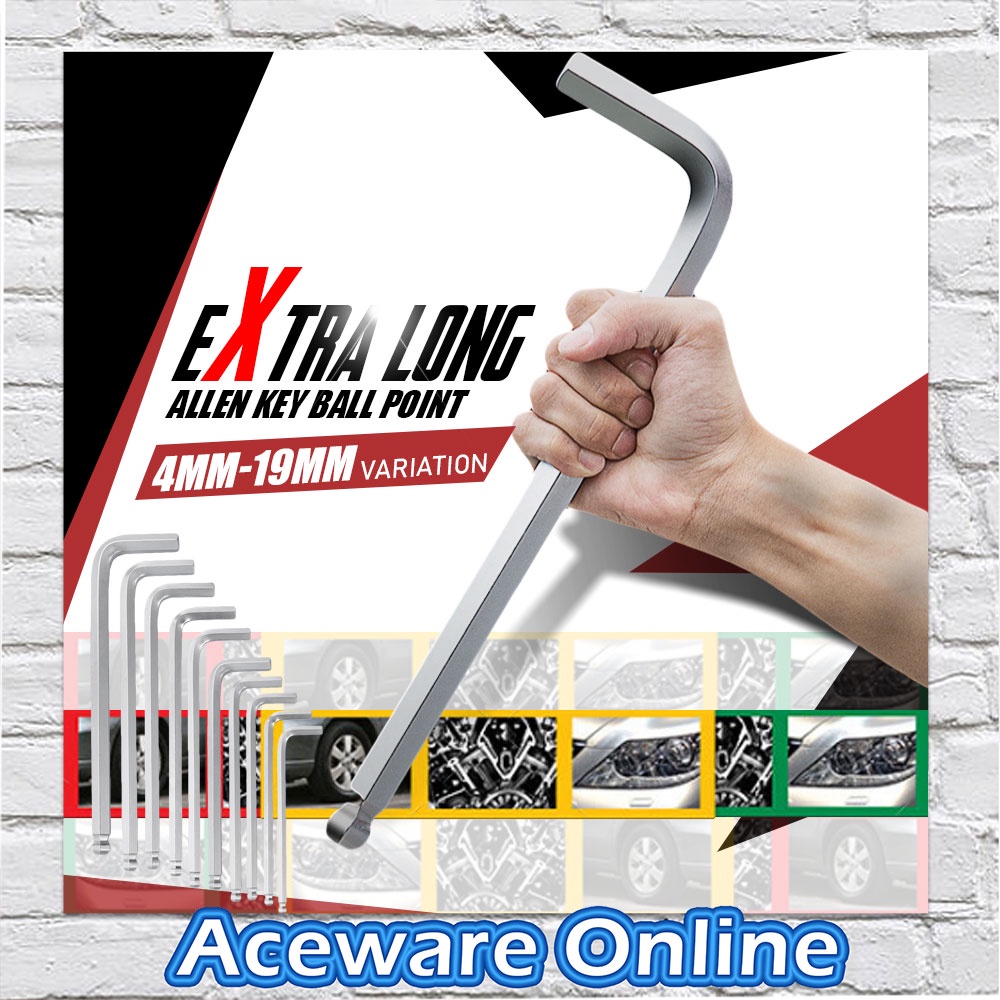 4MM - 14MM High Quality Allen Key 1 Piece Size CR-V EXTRA LONG BALL ...