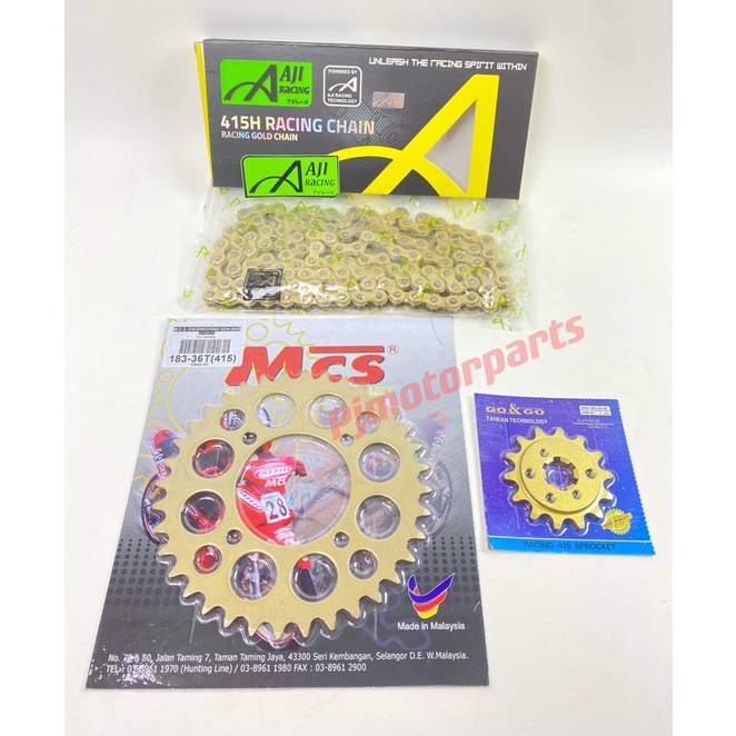 Sprocket Set 415 Yamaha LC135/RXZ/125Z ZR/Y125Z ZR / Lagenda110/ SRL110 Aji 415 Racing Chain ...