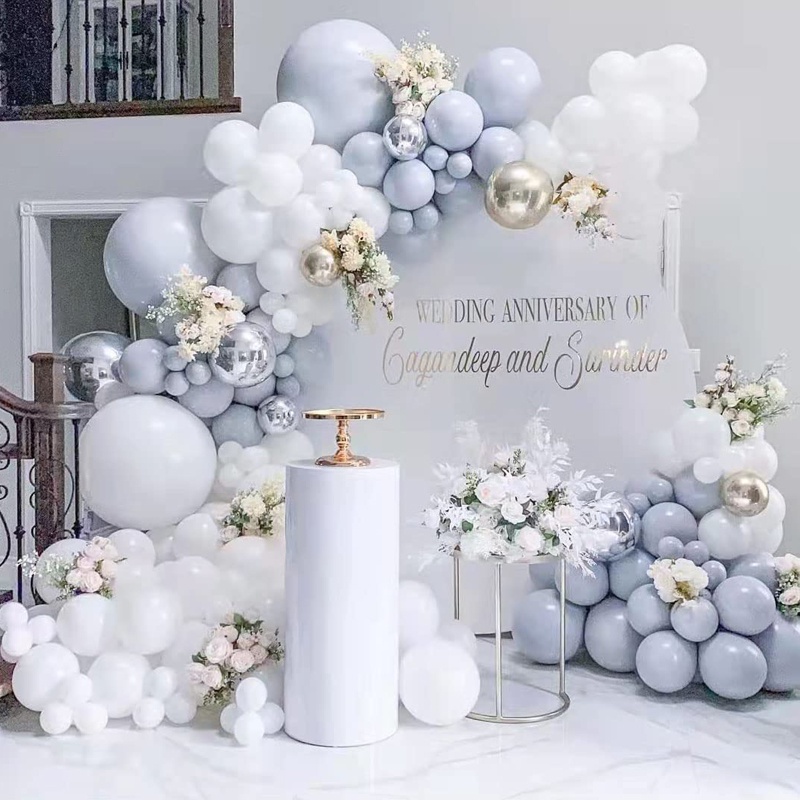 Gray White Silver Balloon Garland Arch Kit With 18 Inch Latex Balloon ...