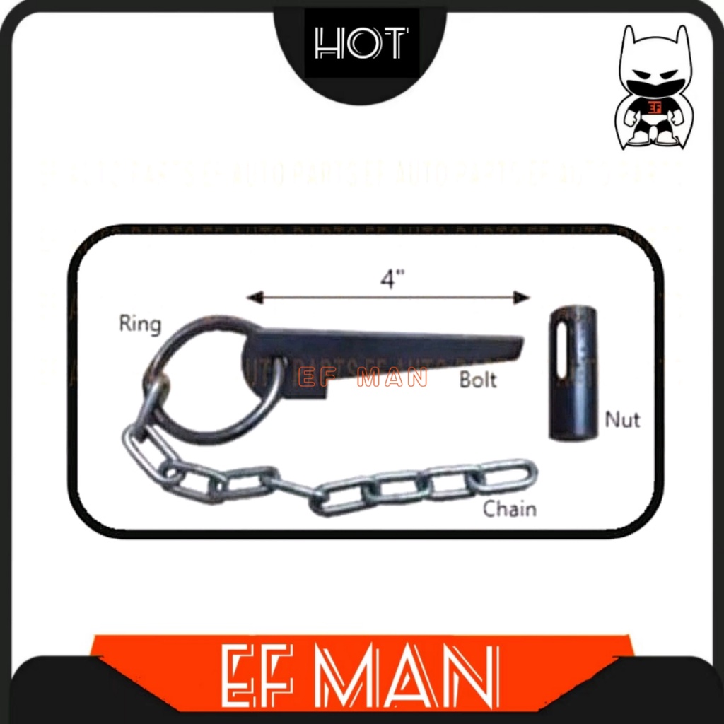 4MM X 4" LORRY WOODEN BODY SLAK KEY PIN & CHAIN NUT LOCK TRUCK LORRY ...