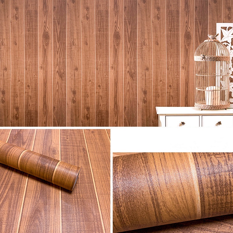 10M PVC Waterproof Self Adhesive Wallpaper wardrobe Cabinet Wood Grain ...
