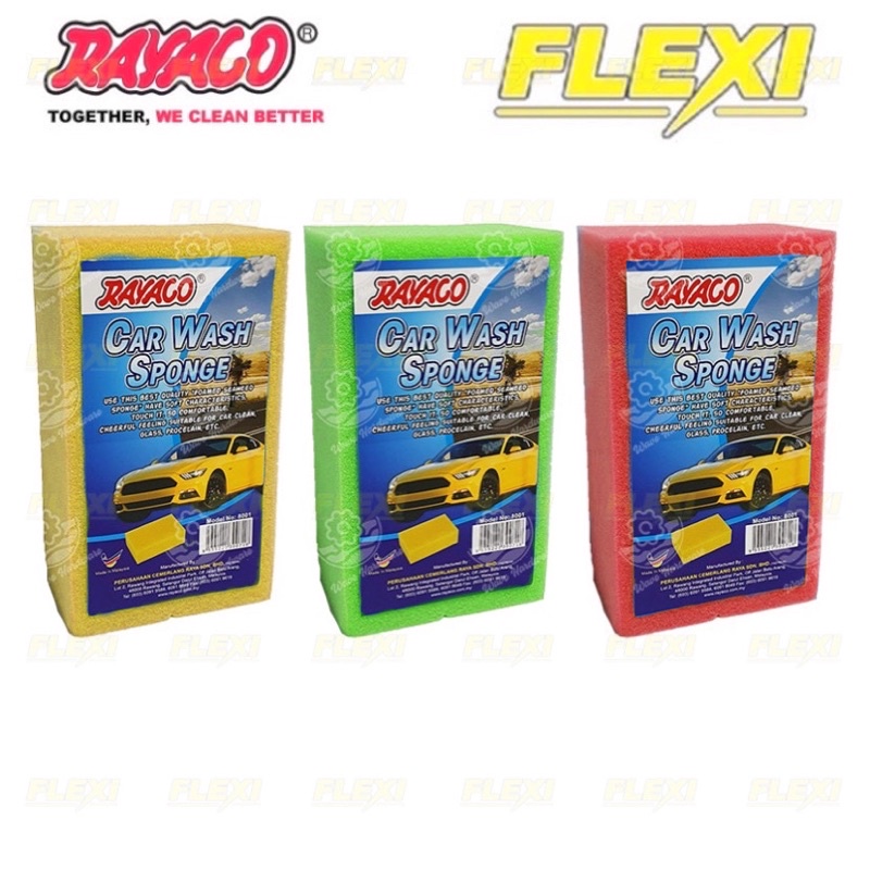 Rayaco Car Wash Sponge 8001 Assorted Colours - FLEXI | Shopee Malaysia