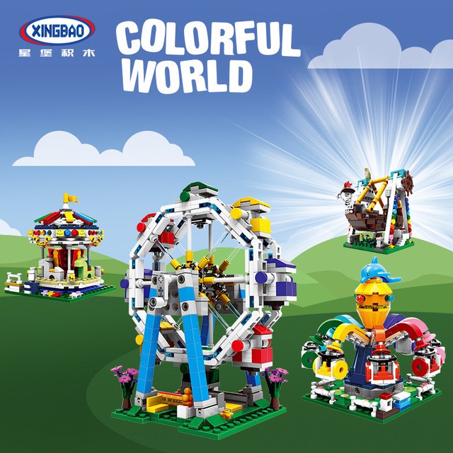 Mini Playground assembled building blocks carousel XB01107 | Shopee ...