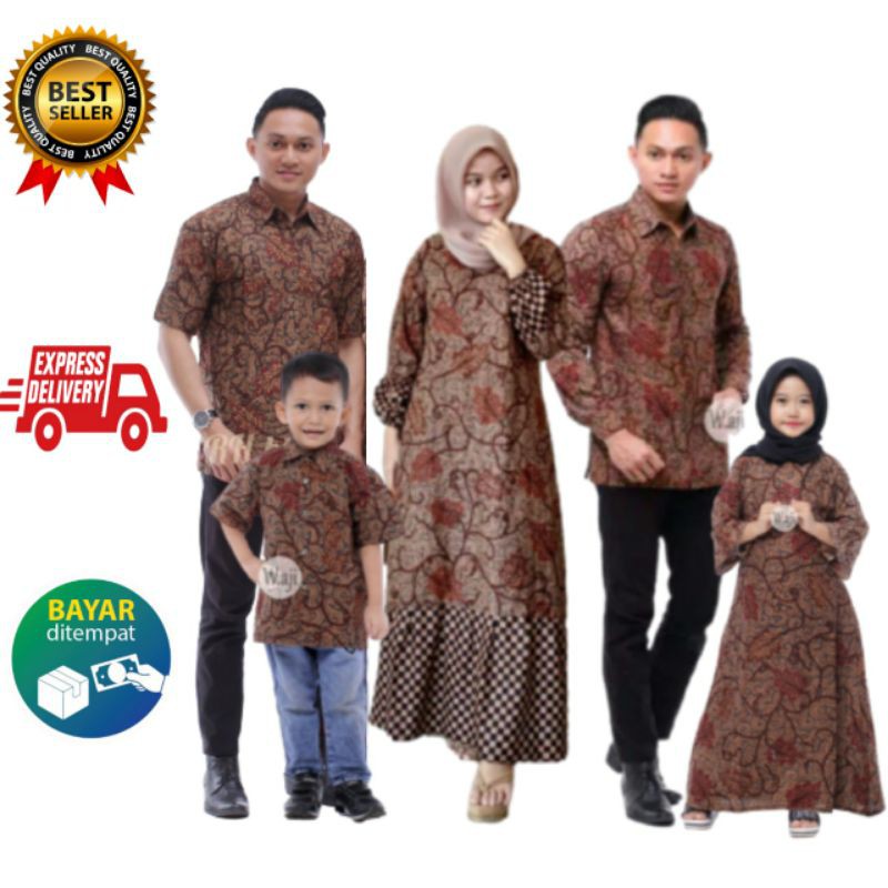 Family Couple Batik Clothes Set Children Batik Family Motif Serit ...